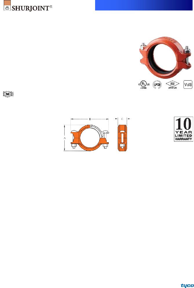 Shurjoint Fittings MODEL 7705 STANDARD FLEXIBLE COUPLING